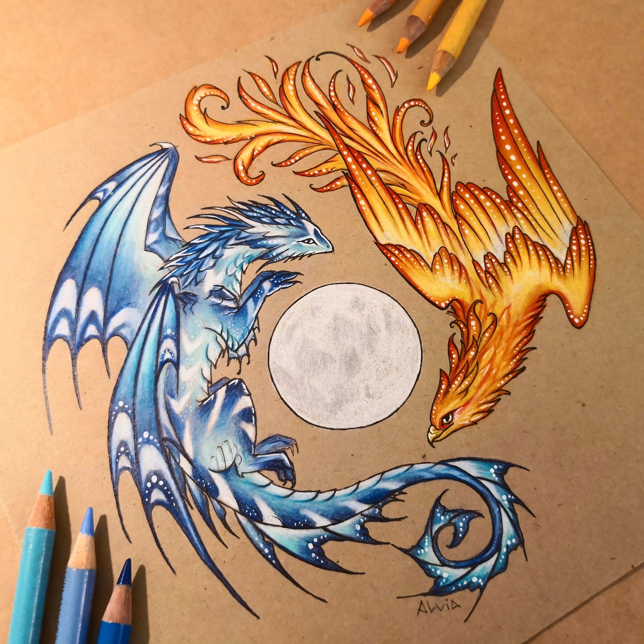 Phoenix And Dragon Drawings