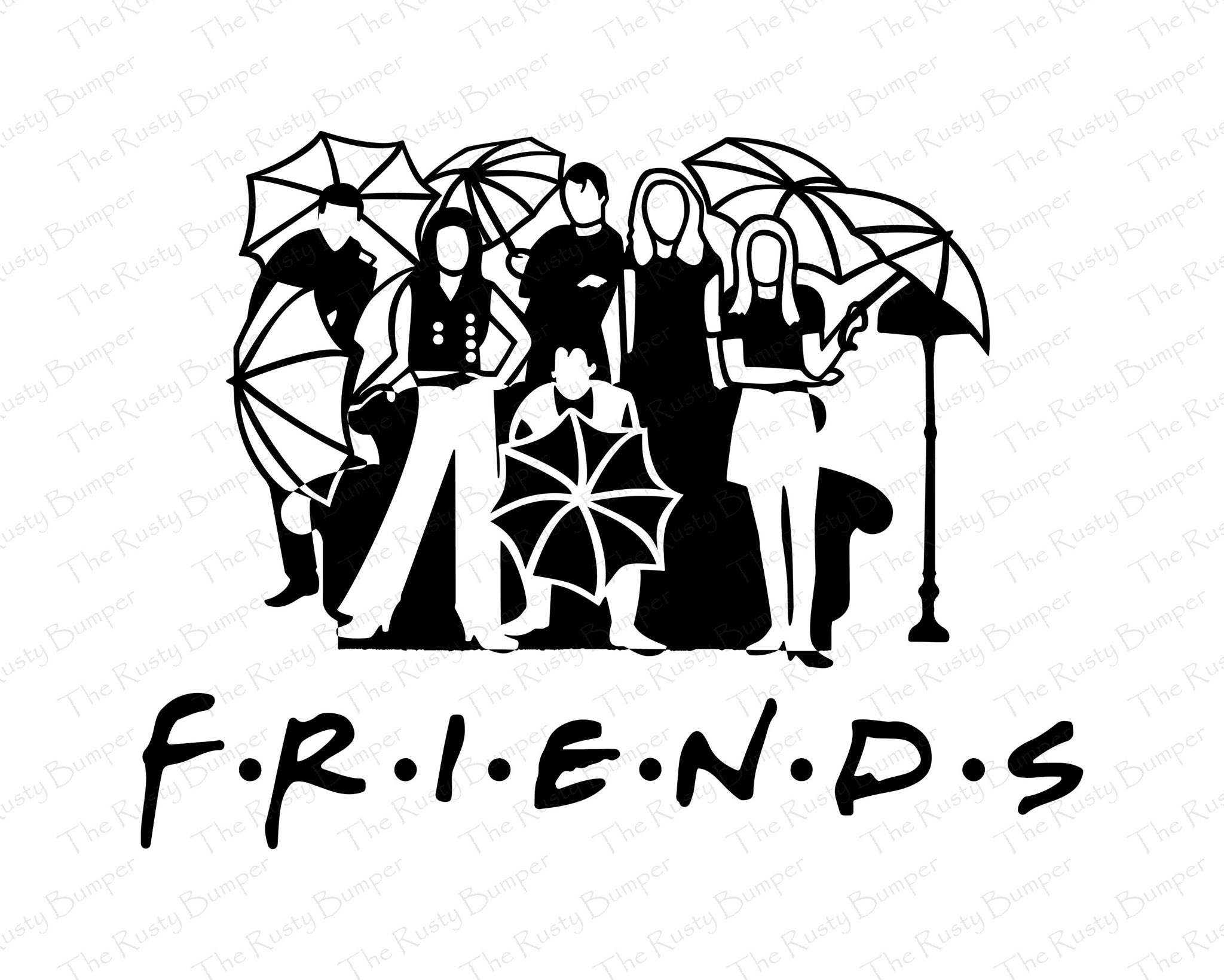 Silhouette Umbrella Friends