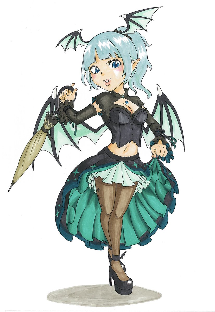 つにょ on Twitter: "やまと(@ymt_ooo )さんのサキュバス変幻描かせて頂きました⸜( ॑꒳ ॑ )⸝ ふんわりポニテ最強！最強！！ 色合いも可愛い！最強！！！ #サマナ ...