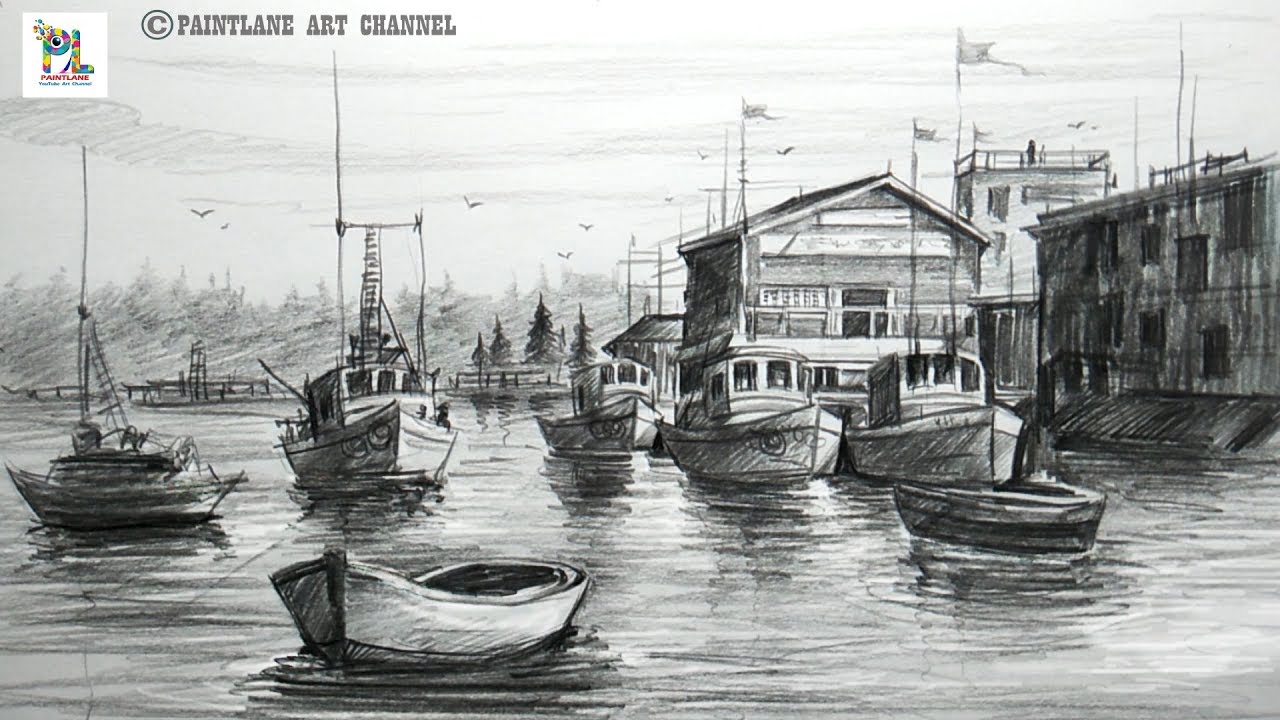Simple Boat Pencil Drawing