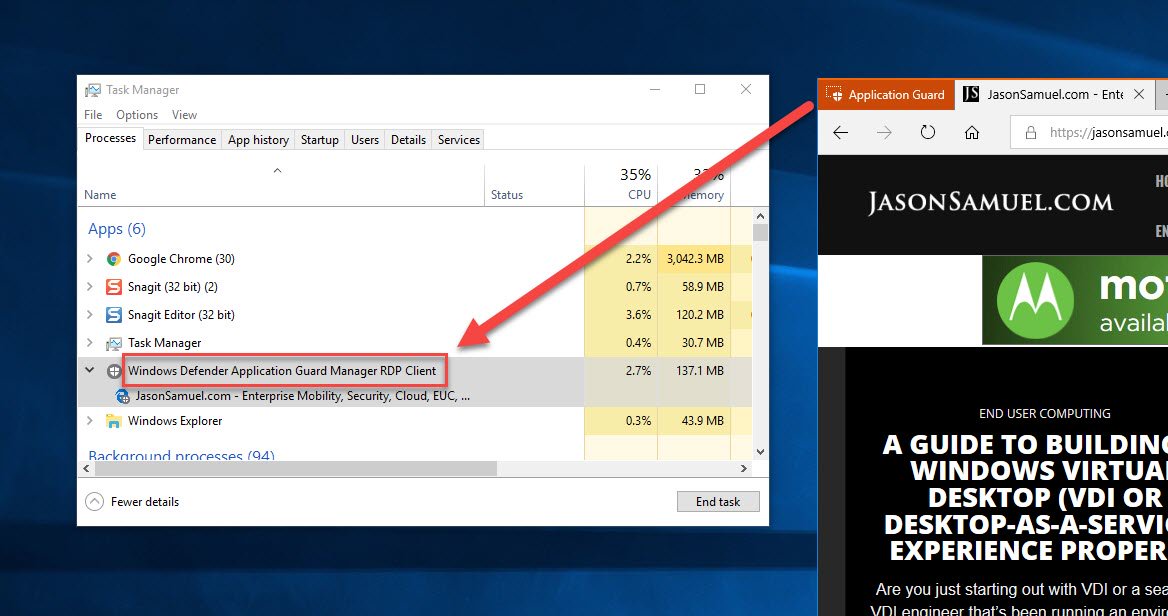 Jason Samuel on Twitter: "@MsftSecIntel The Hyper-V container displays Edge back to the user via ...