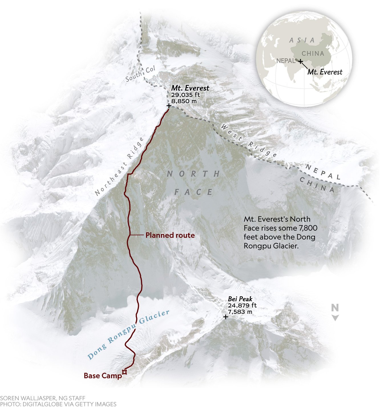 North Face Everest Route Map