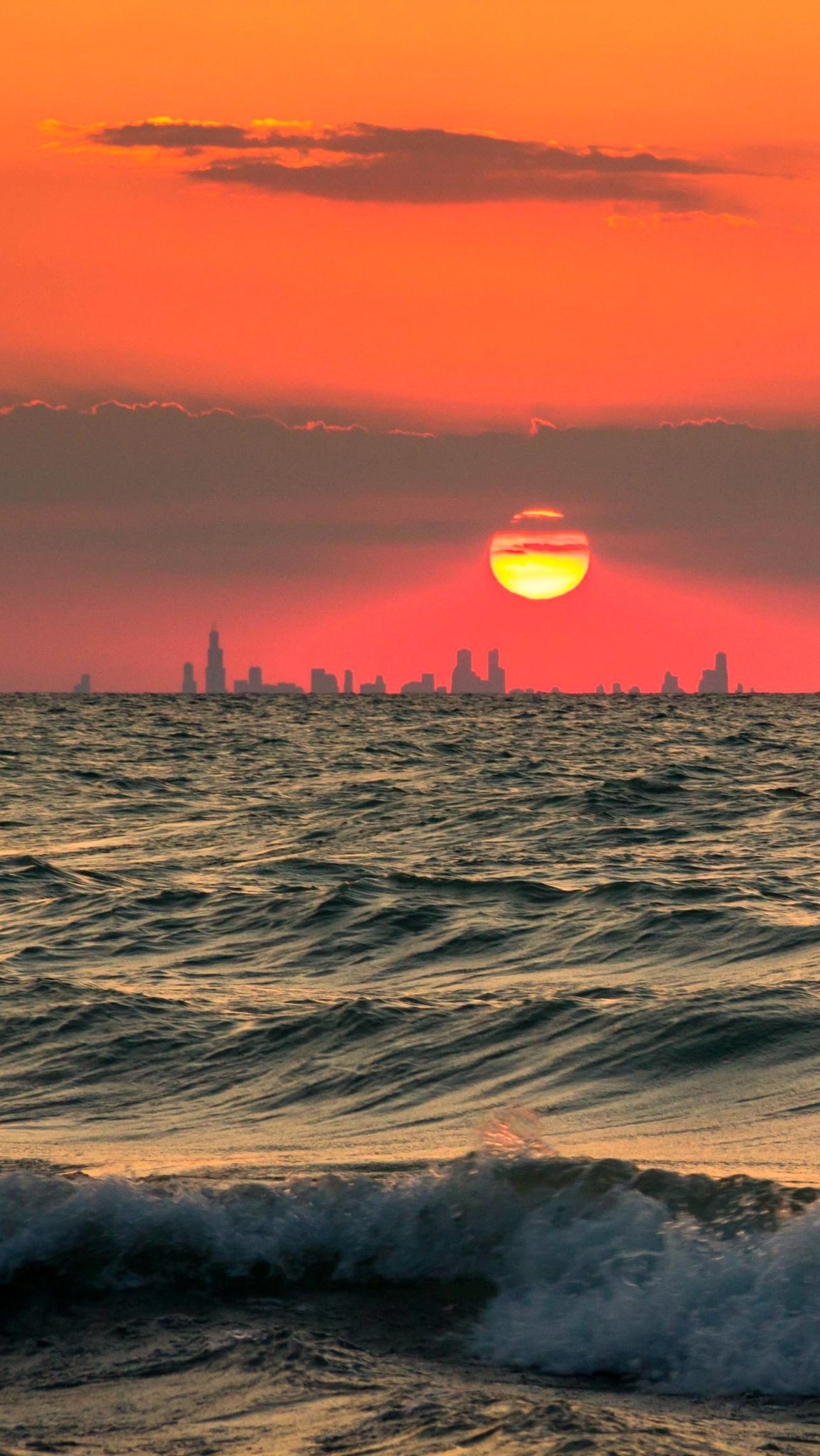 Chicago Skyline Sunset Silhouette