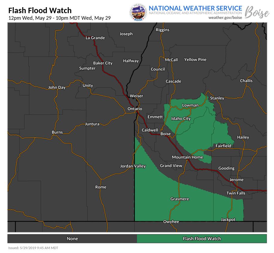 ⚠️? Flash Flood Watch for portions of southwest Idaho today. Heavy rain ...