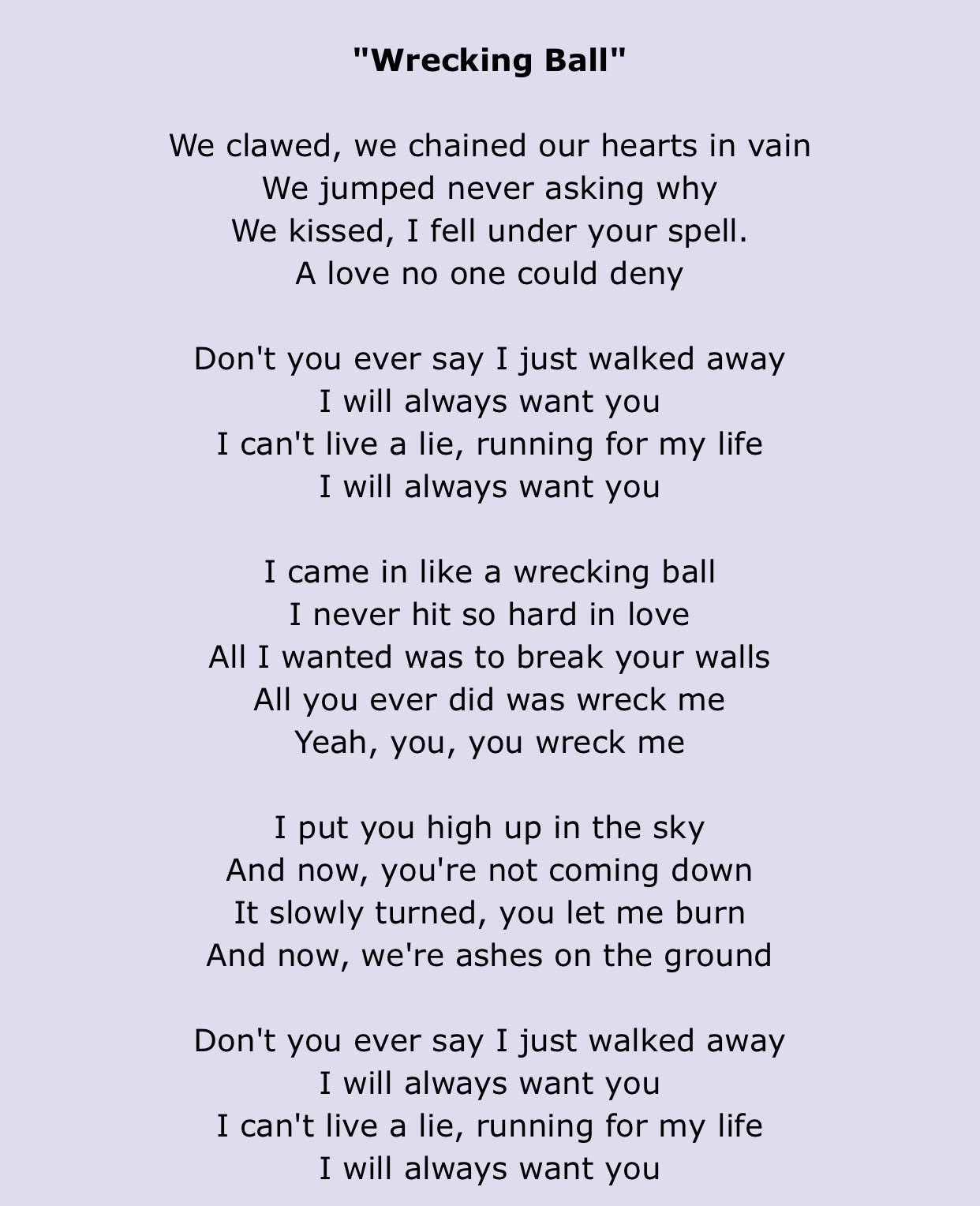 Wrecking Ball Tumblr Lyrics Wrecking Ball | PDF | Song Structure