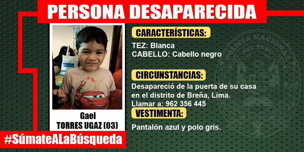 ?URGENTE⚠ Si conoces el paradero de Gael Torres Ugaz de 3 años de edad ...