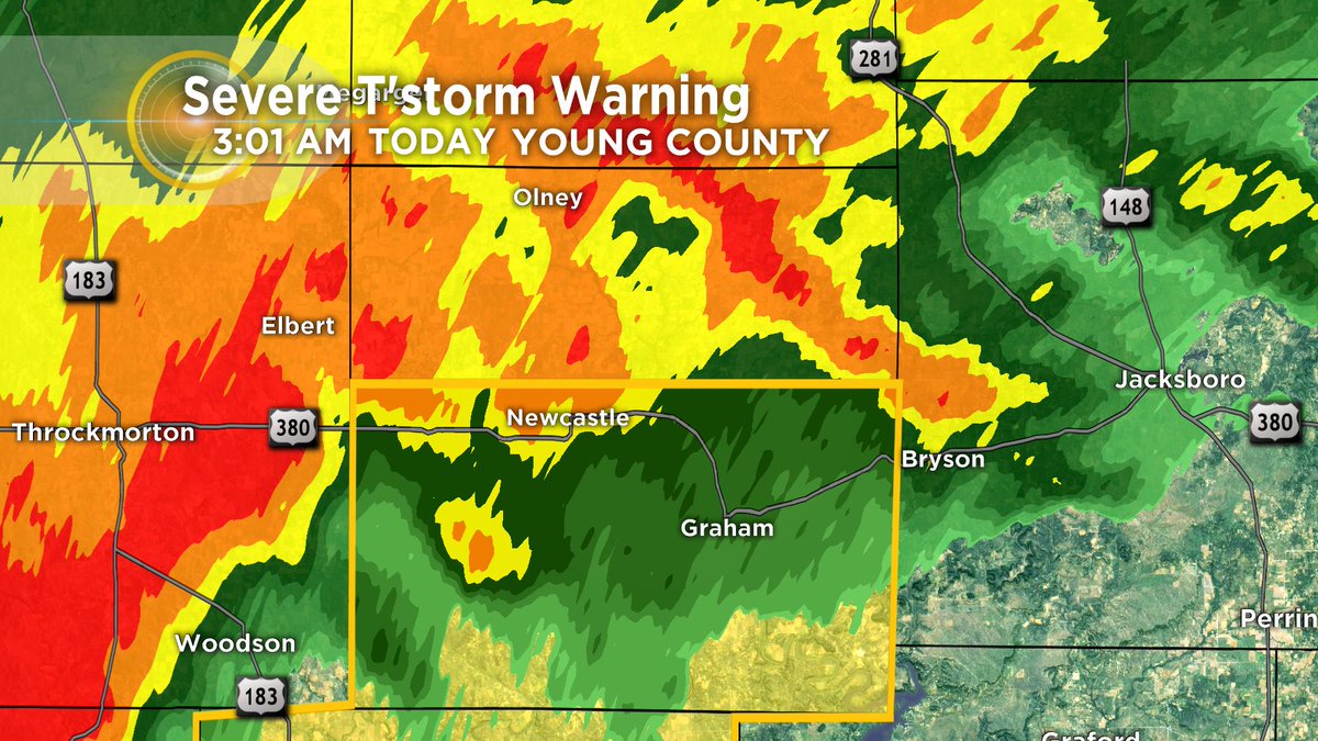 North Texas: SEVERE T'STORM WARNING is in effect for parts of North Texas