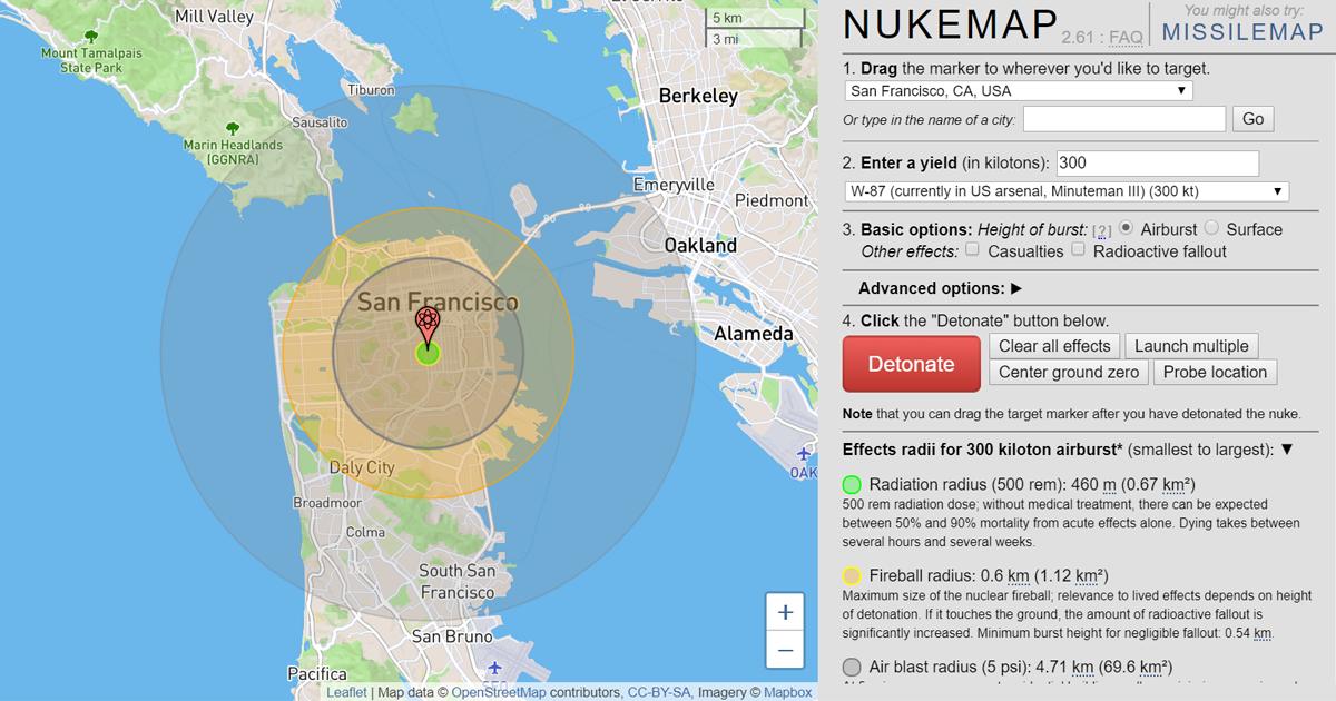 Modern Nuclear Bomb Blast Radius