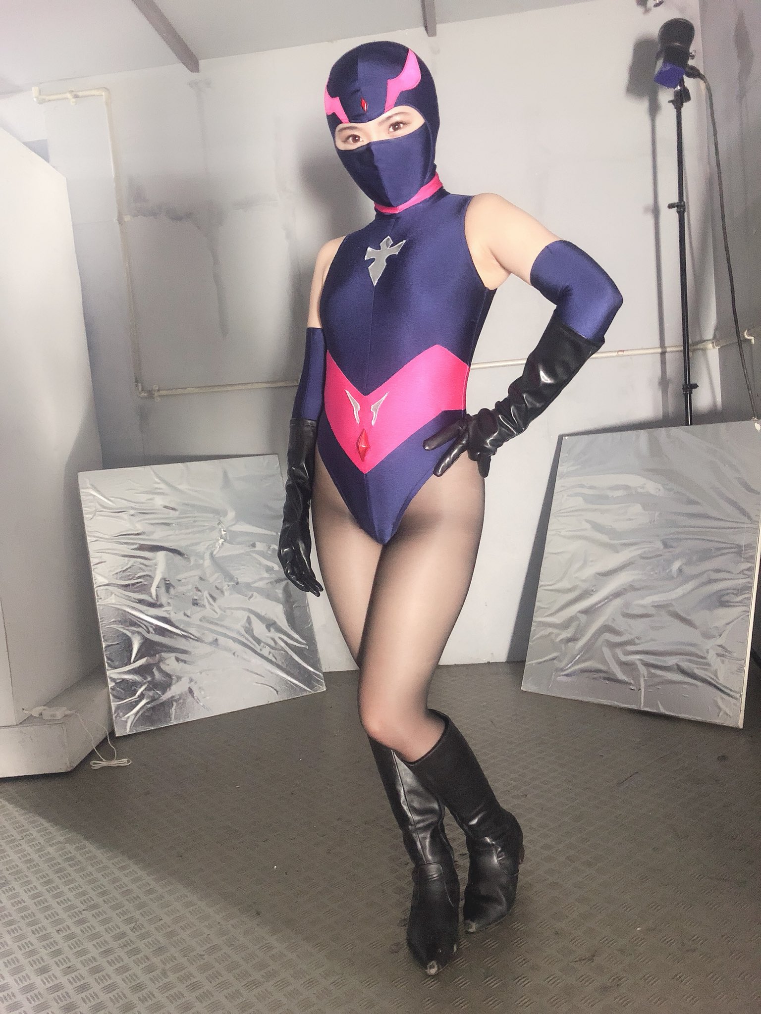 ギガヒロイン 女戦闘員 Polymer 愛原れのさん着用レオタード キャップ 帯