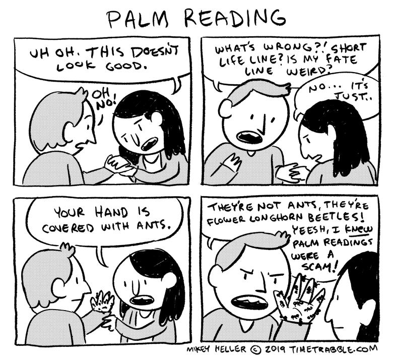 「i drew a comic about palm readings 」Mikey Hellerの漫画