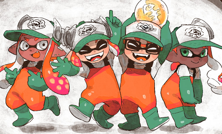 inkling ,inkling girl green gloves green footwear multiple girls rubber ...