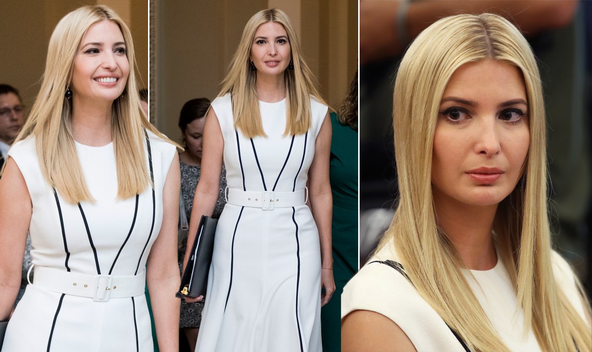 Ivanka Trump keeps it classy in monochrome dress as she meets with ...