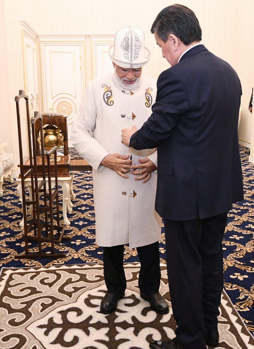 In Bishkek, President Jeenbekov presented PM narendramodi a Kalpak, the ...