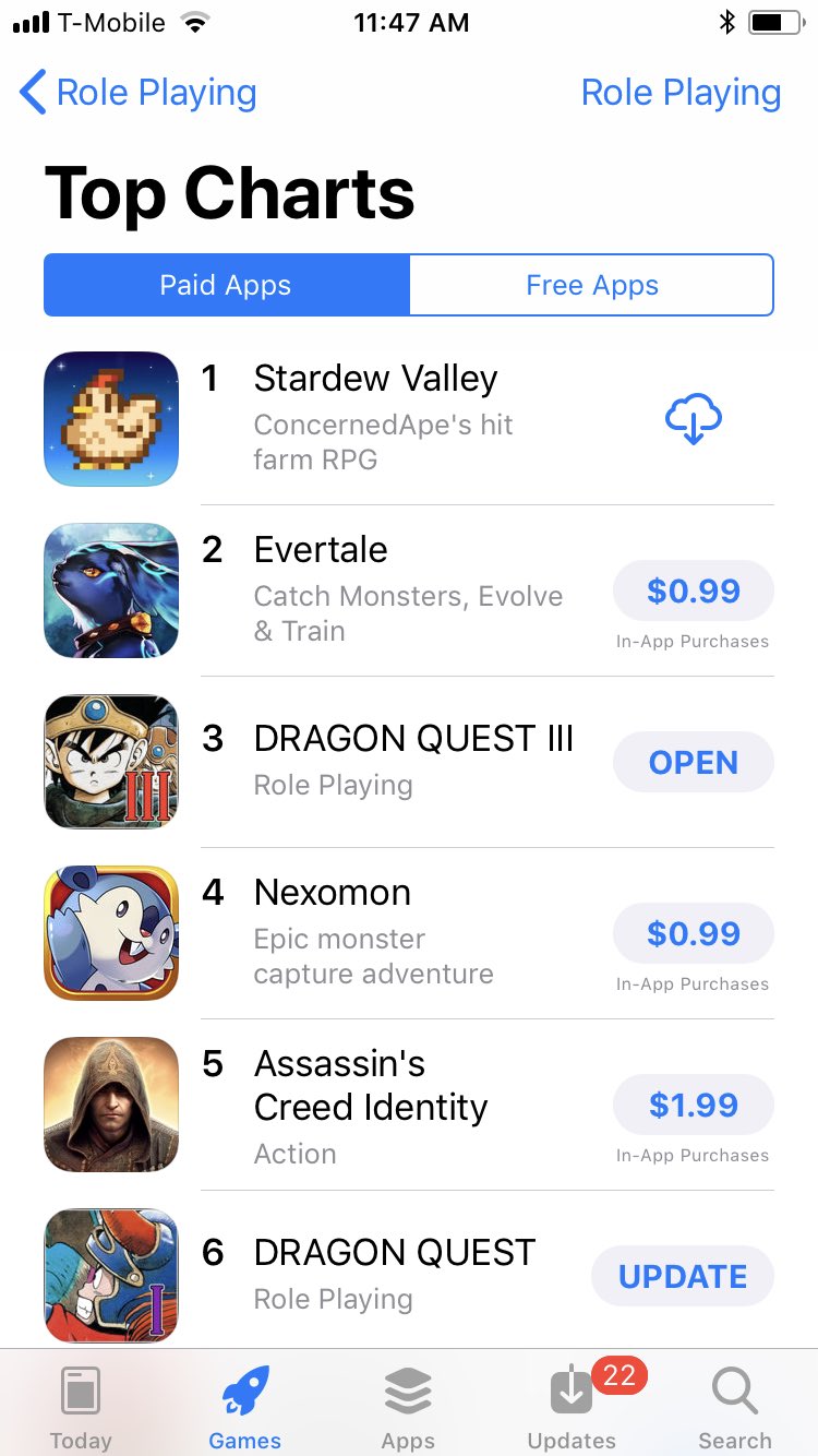 sackchief on Twitter: "DRAGON QUEST is topping the charts in the App Store!!! There are two DQ ...