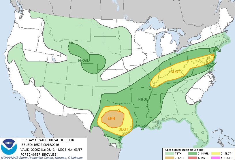 2:52pm CDT SPC Day1 Outlook Enhanced Risk: across parts of texas | NWS ...