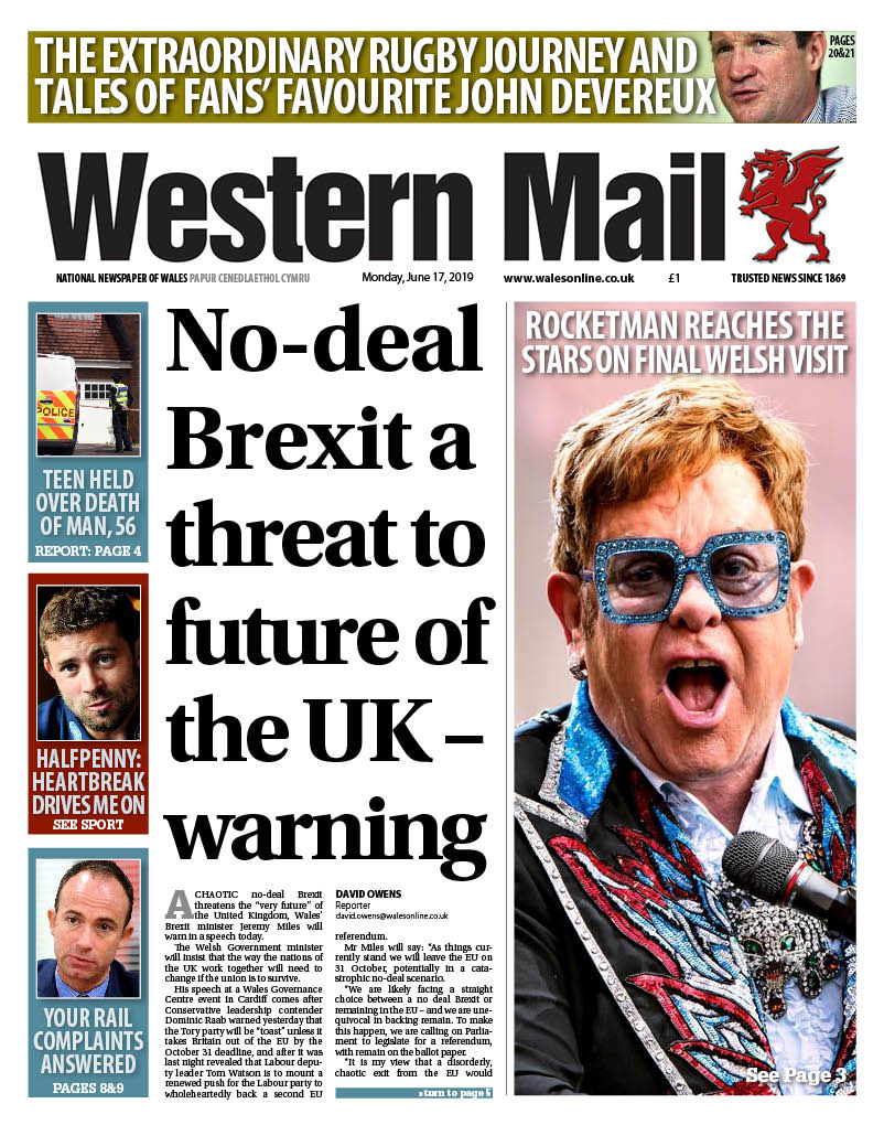 Here's the front page of Monday's Western Mail | WalesOnline ...
