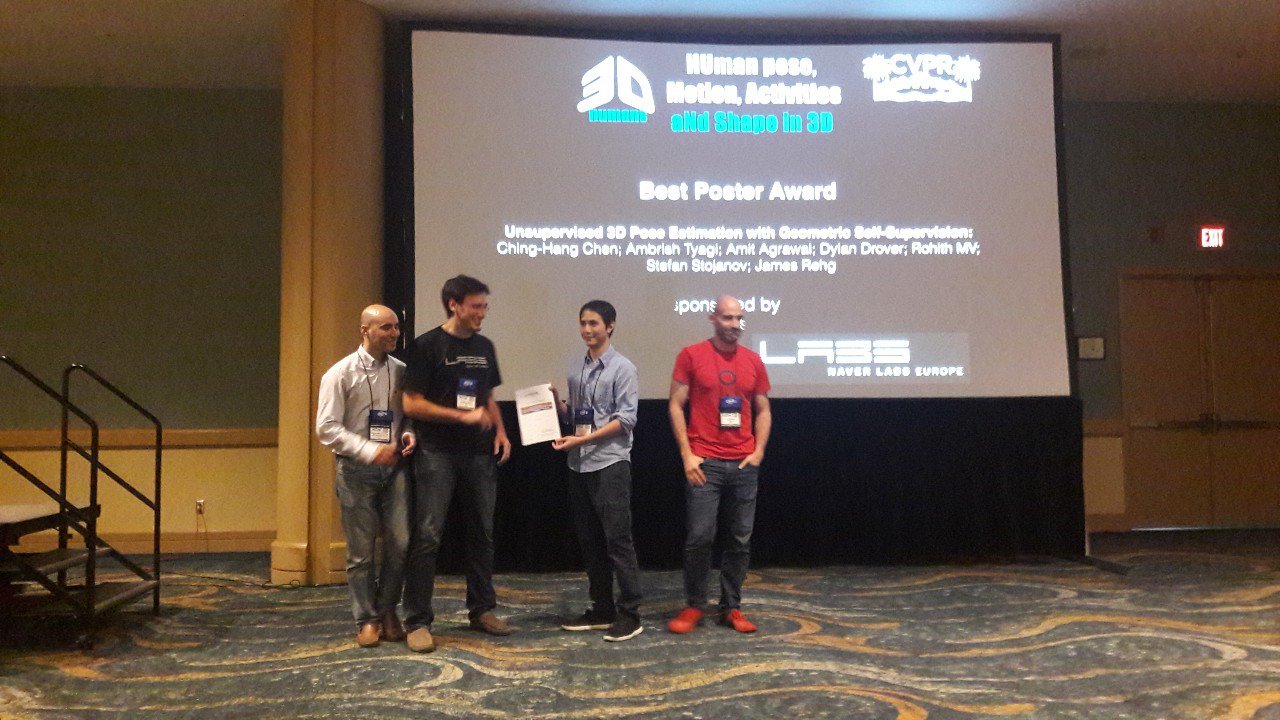 NAVER LABS Europe on Twitter: "Best paper award at #3D Humans workshop @cvpr2019 'Unsupervised ...