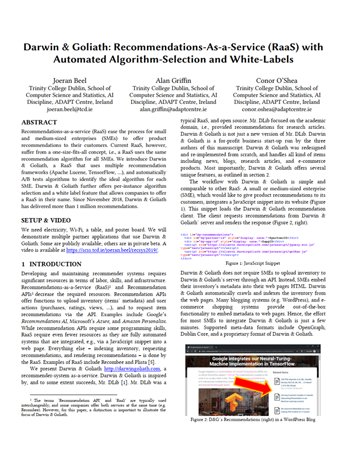Joeran Beel on Twitter: "2 of our demos got accepted at @ACMRecSys in Copenhagen: 1. "Darwin ...