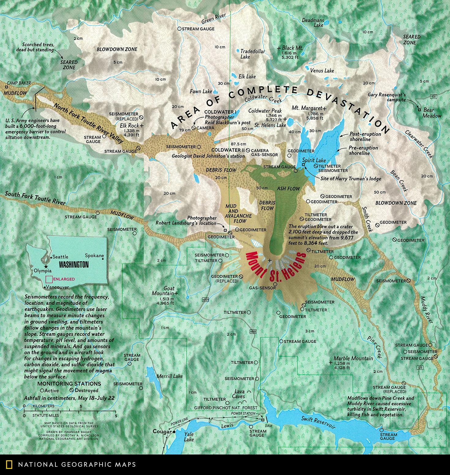 Mount St Helens Eruption Map