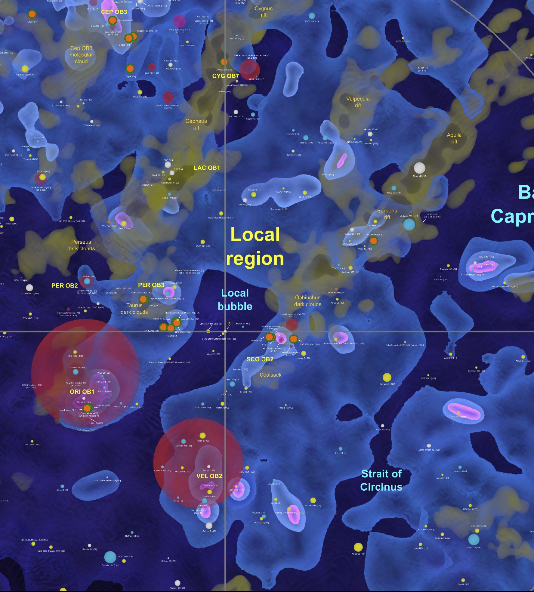 Local Map Of 14 Galaxies