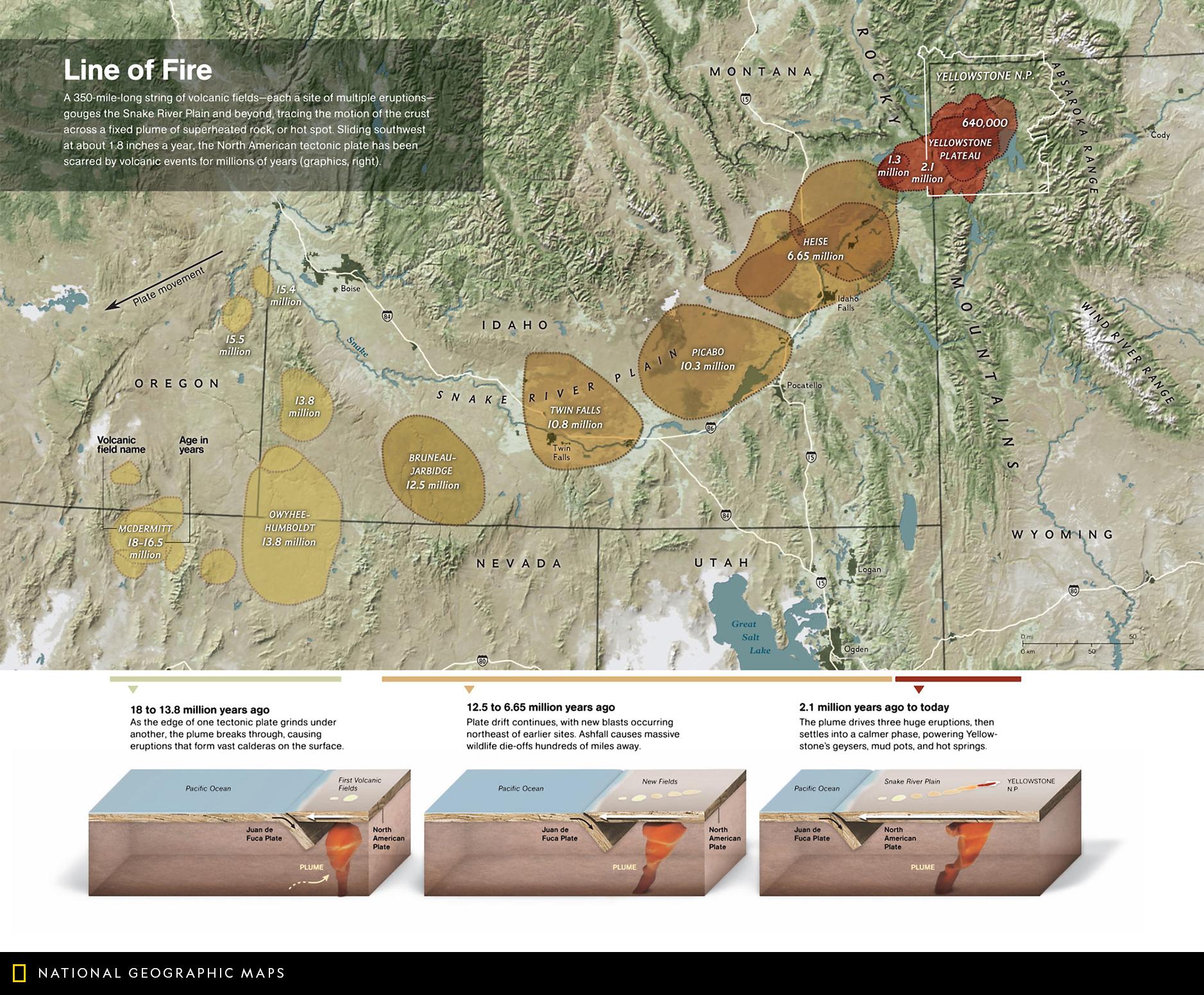 NatGeoMaps on Twitter: "Map of the Day: A 350-mile-long string of volcanic fields⁠ gouges the ...