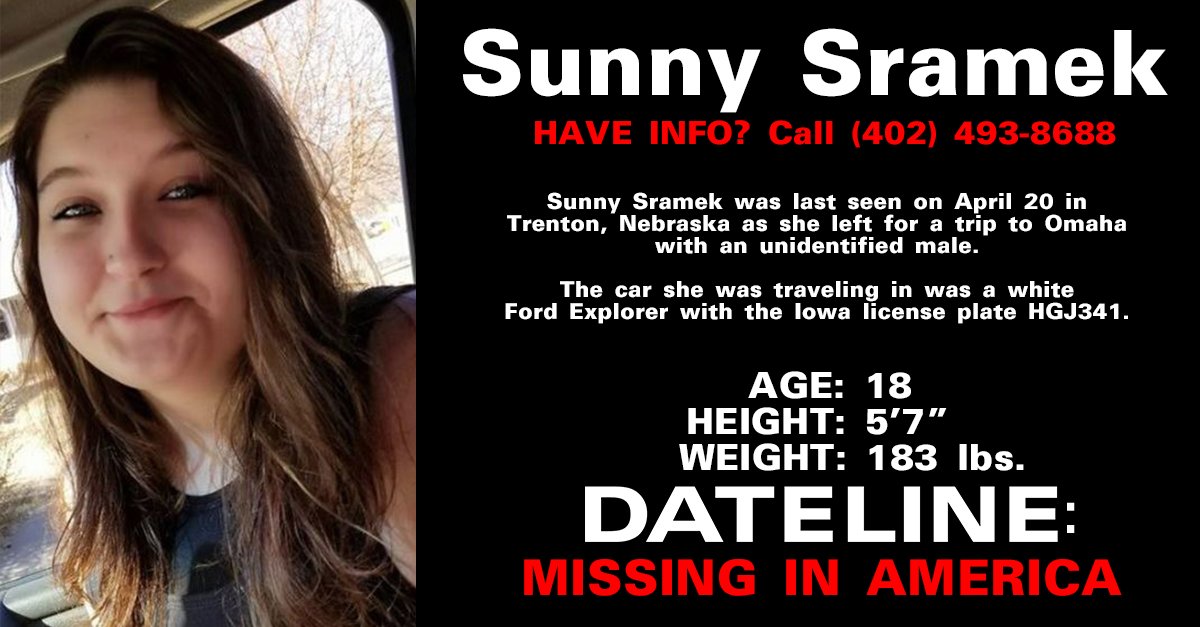 Sunny Sramek: Sunny Sramek, 18, was last seen on April 20 in Trenton ...