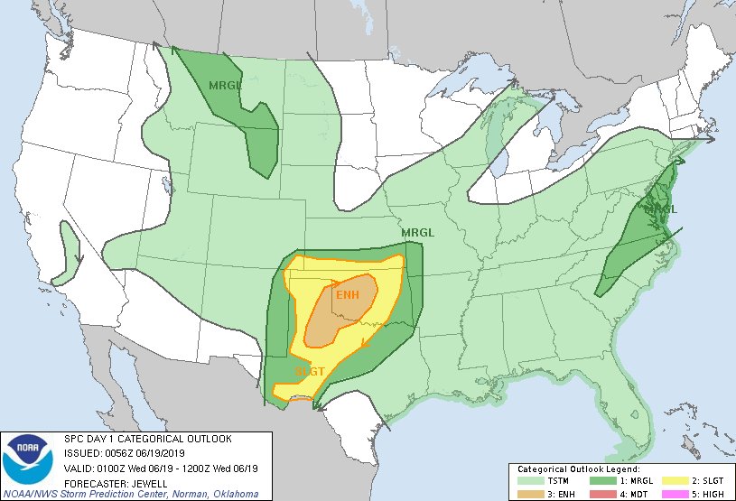 7:58pm CDT SPC Day1 Outlook Enhanced Risk: across northwest texas into ...