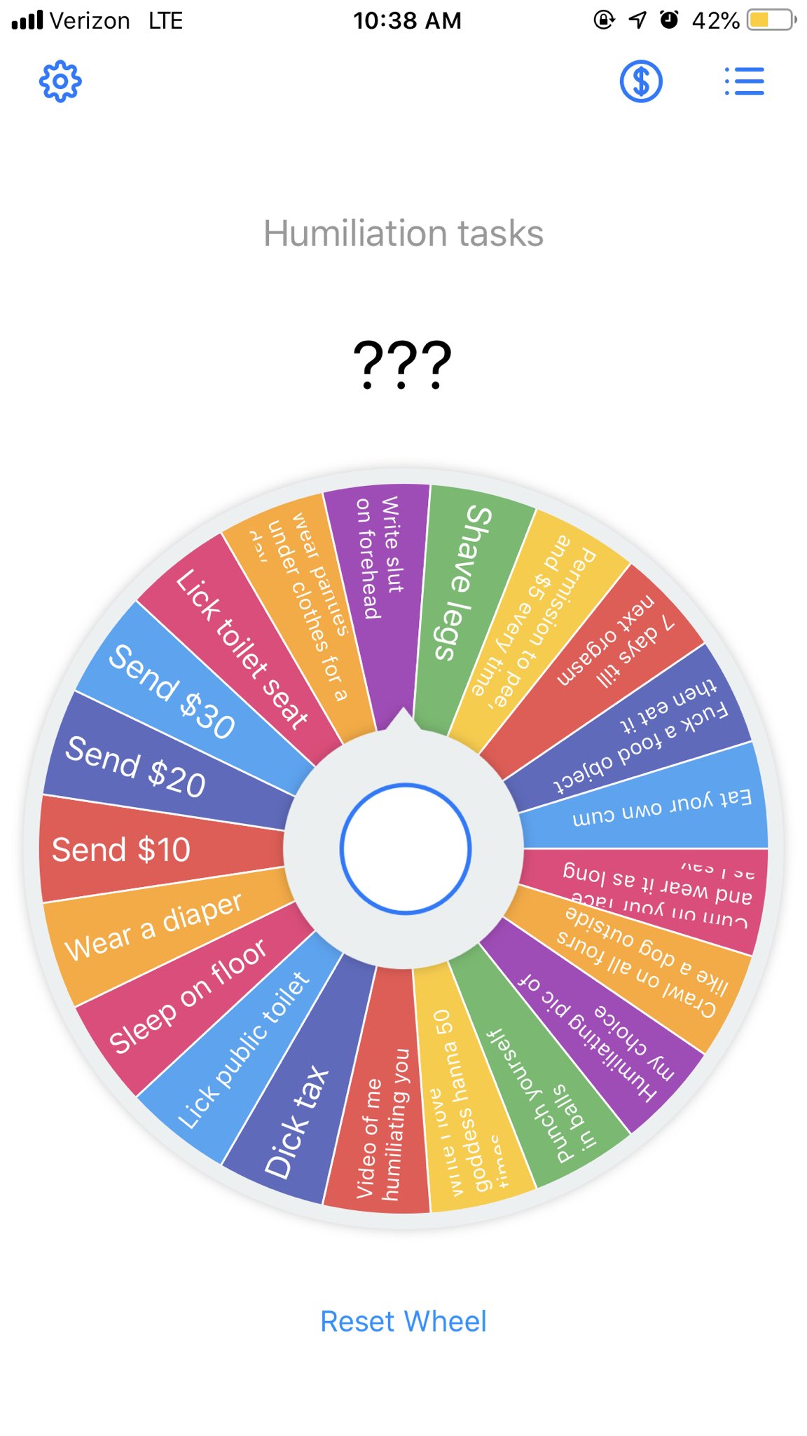 GODDESS on Twitter: "I want to spin my humiliation task wheel for somebody. It’s been a while😈 ...