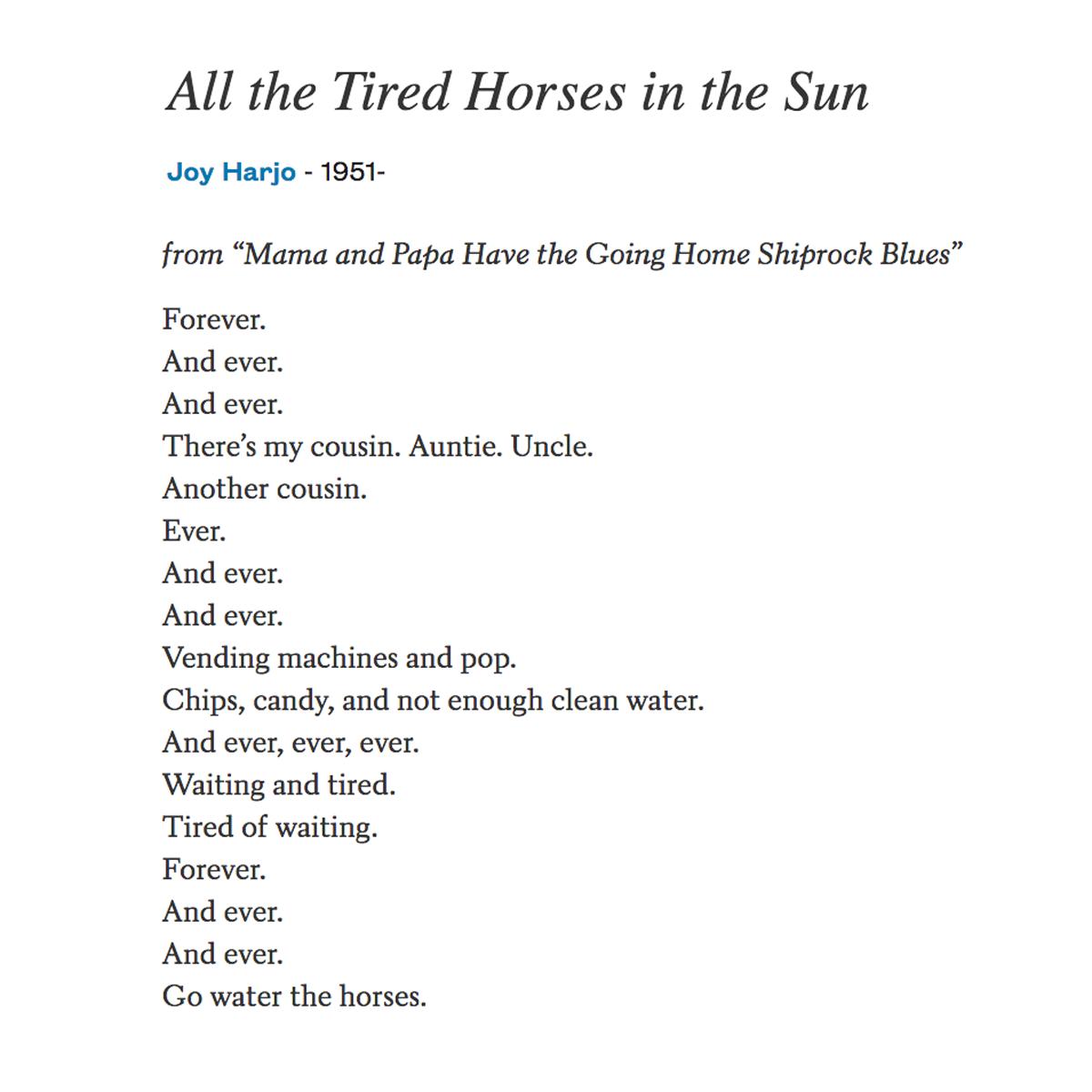 Desgastar privado Céntrico joy harjo poems boca Pisoteando Helecho