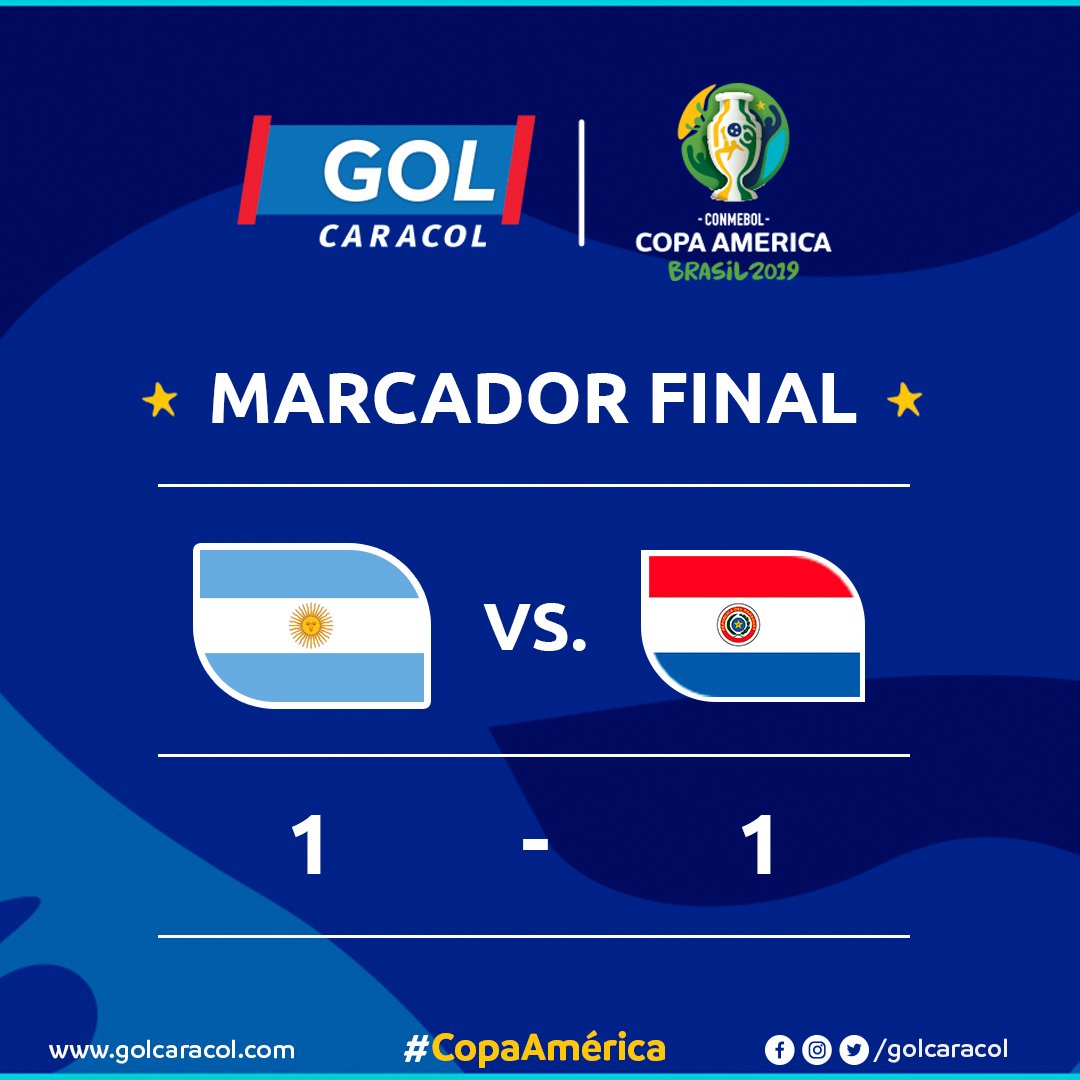 Gol Caracol on Twitter: "¡Terminó el compromiso en Belo Horizonte! Argentina y Paraguay empatan ...