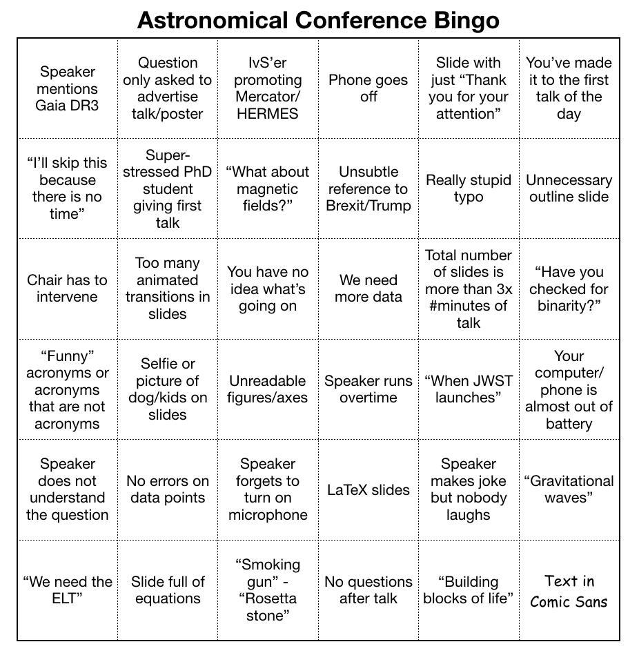 Astronomy Bingo