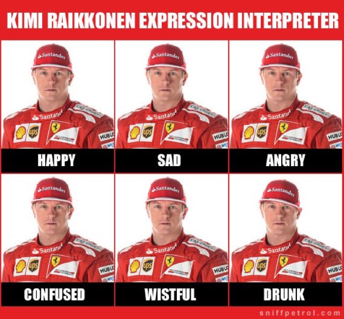 Kimi's First pole for over 12 months, Dosn't he look ecstatic about it ...
