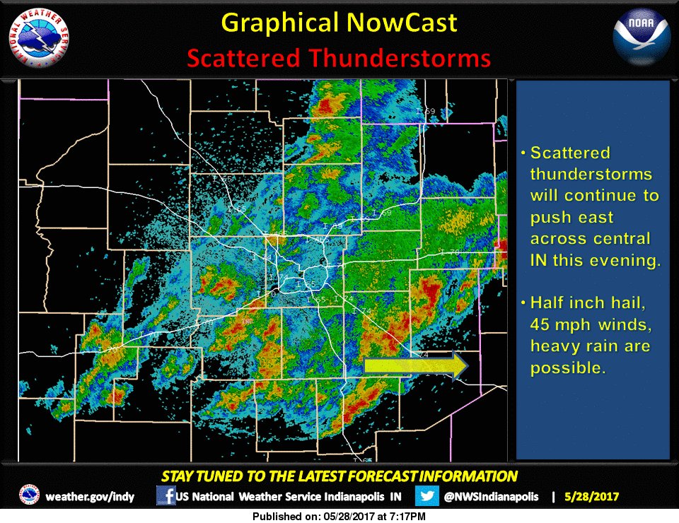 Scattered thunderstorms will continue this evening across central ...