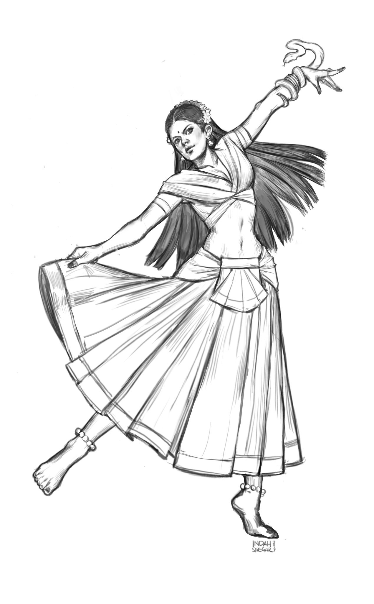 Indian Dancer Drawing