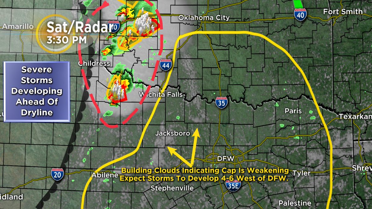 Severe Storms are forming out in West TX along the Dryline. The cap is ...
