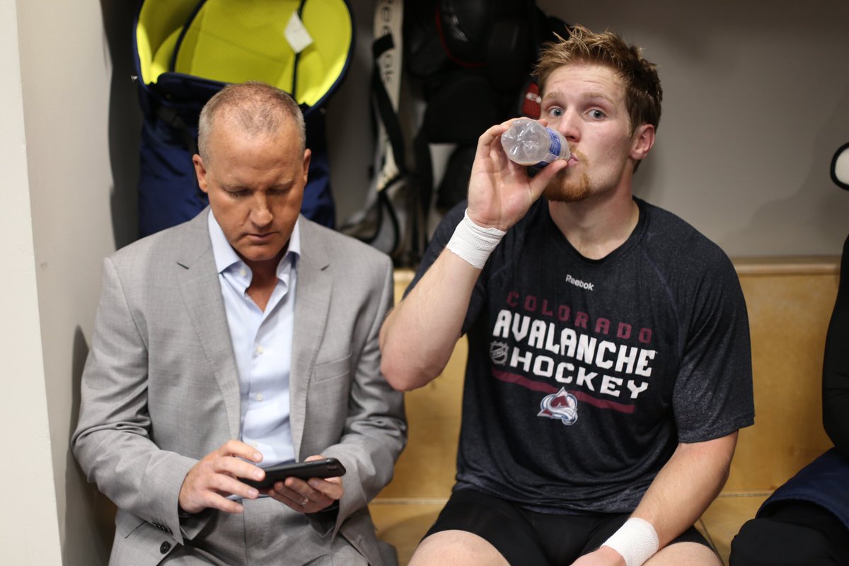 Kyle Keefe and Gabe Landeskog | About to do an interview ...