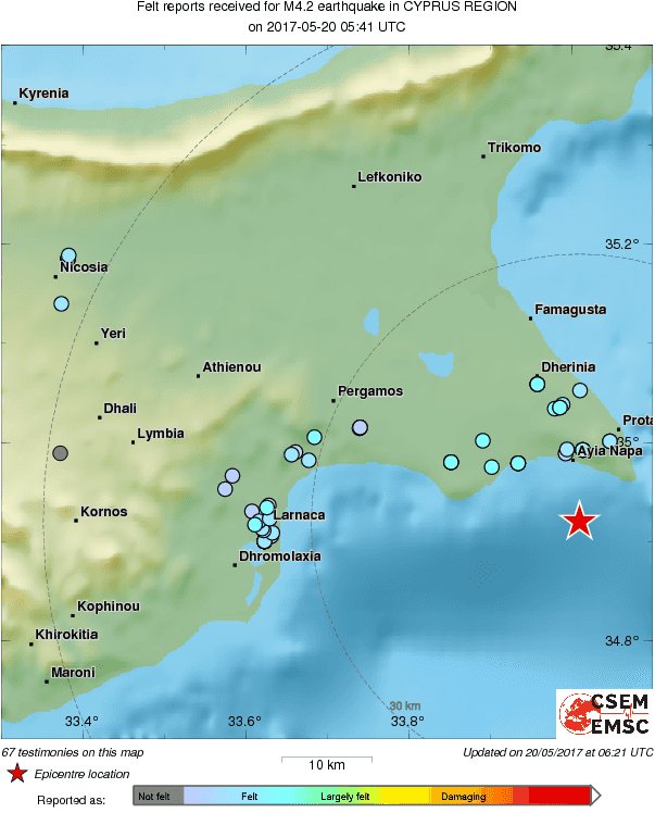 Map of the testimonies received so far following the earthquake M4.2 in ...