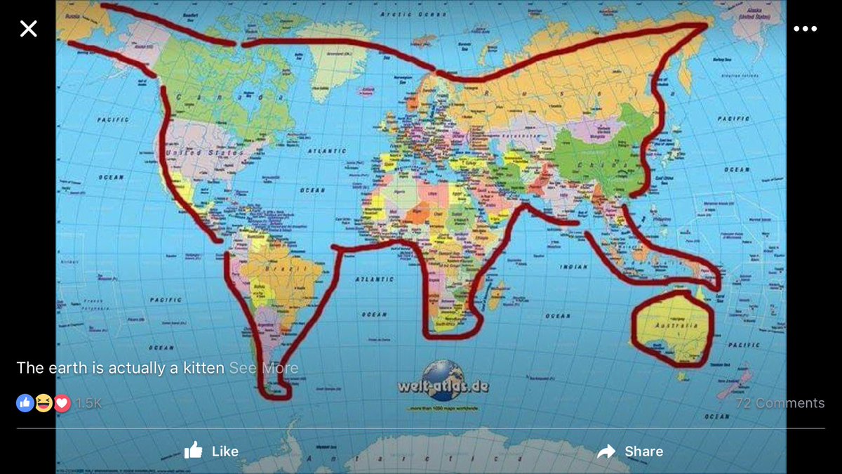 World Map Looks Like A Cat - Map