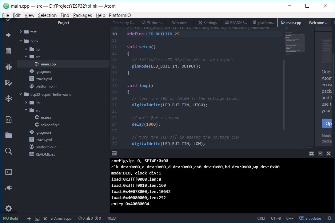 ESP-IDFや、ATOM + PlatformIO IDEでESP32の開発環境を作ってみた。 - posfie