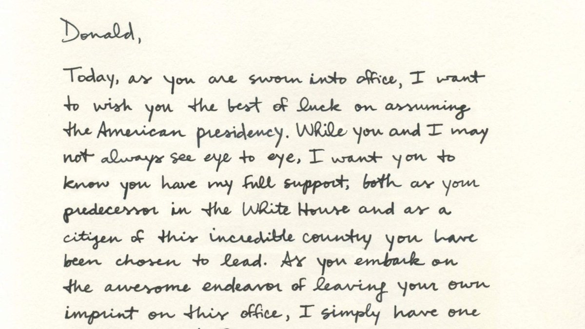President obama's handwritten letter to president trump #trumpdocuments ...