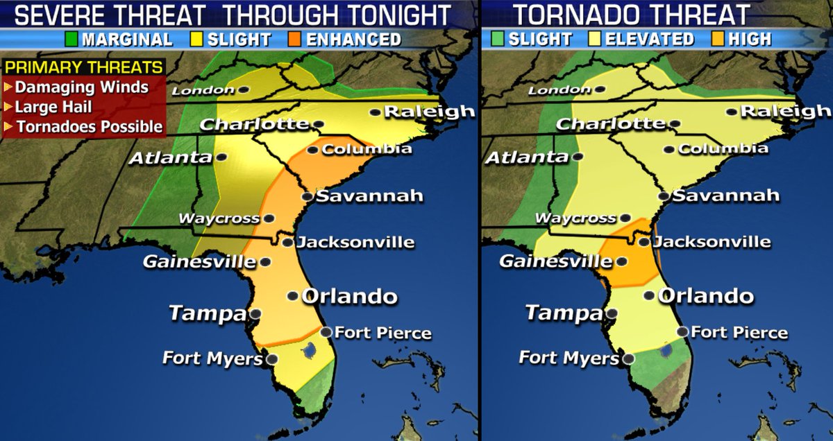 Severe Storms Including Tornado Potential Across Florida And Southeast