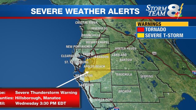 BREAKING WEATHER Severe Thunderstorm Warning including Brandon FL ...