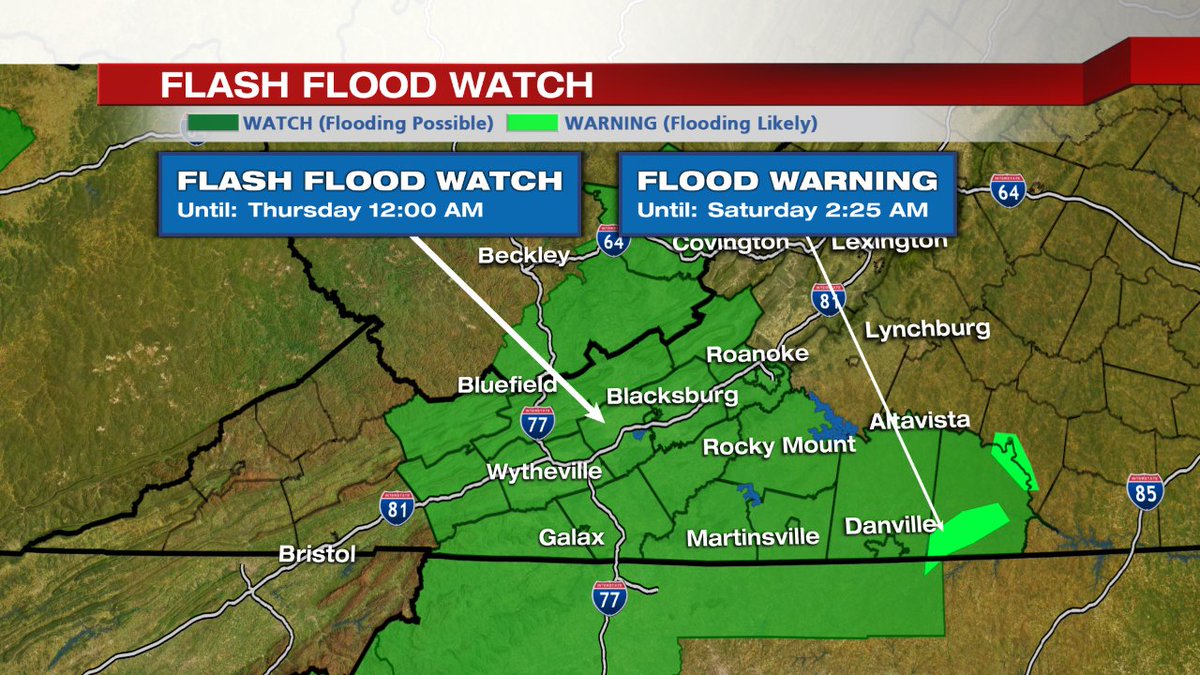 The Flash Flood Watch has been expanded to now include the Roanoke ...
