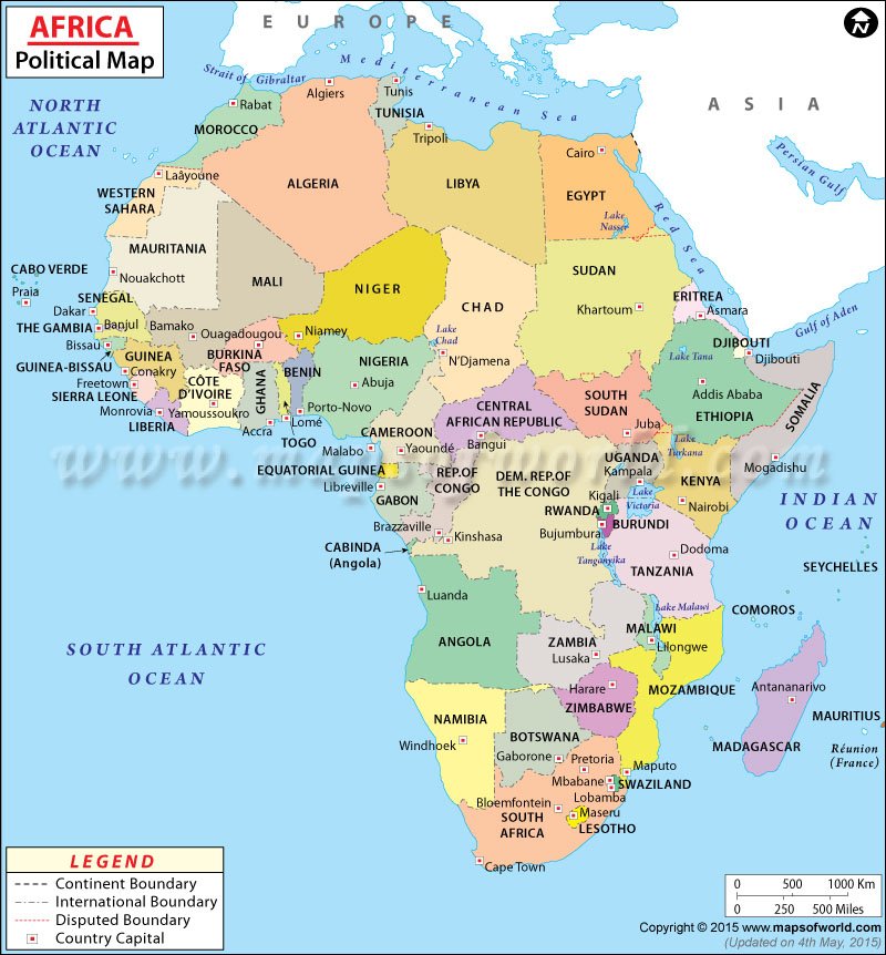 Africa Political Map With Capitals