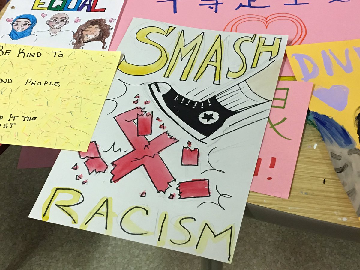 Kids @ hosford middle school making posters to combat racist attack ...