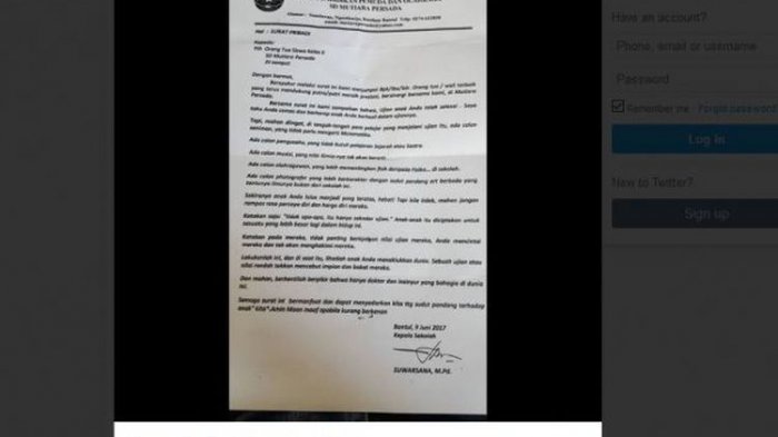 I M P O S T O R™ on Twitter: "'Surat Cinta' Kepsek untuk Wali Murid SD ...