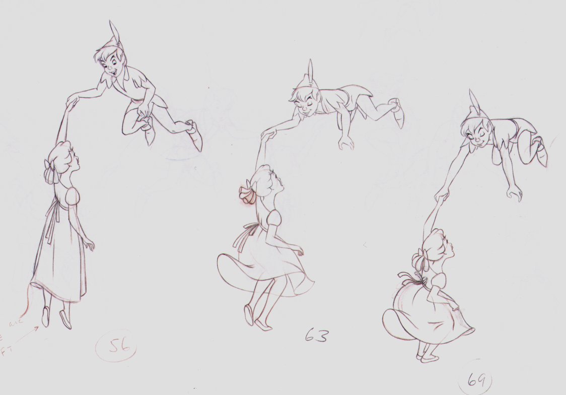 Peter Pan And Wendy Flying Sketch