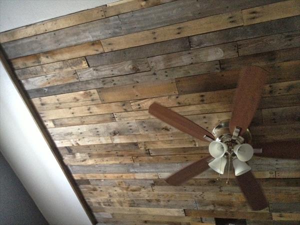 Diy Wood Pallet Ceiling Installing A Reclaimed Pallet Wood Ceiling