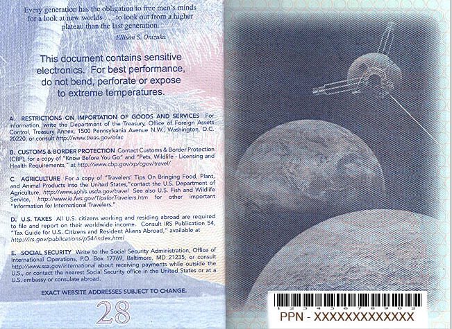 American Passport Last Page