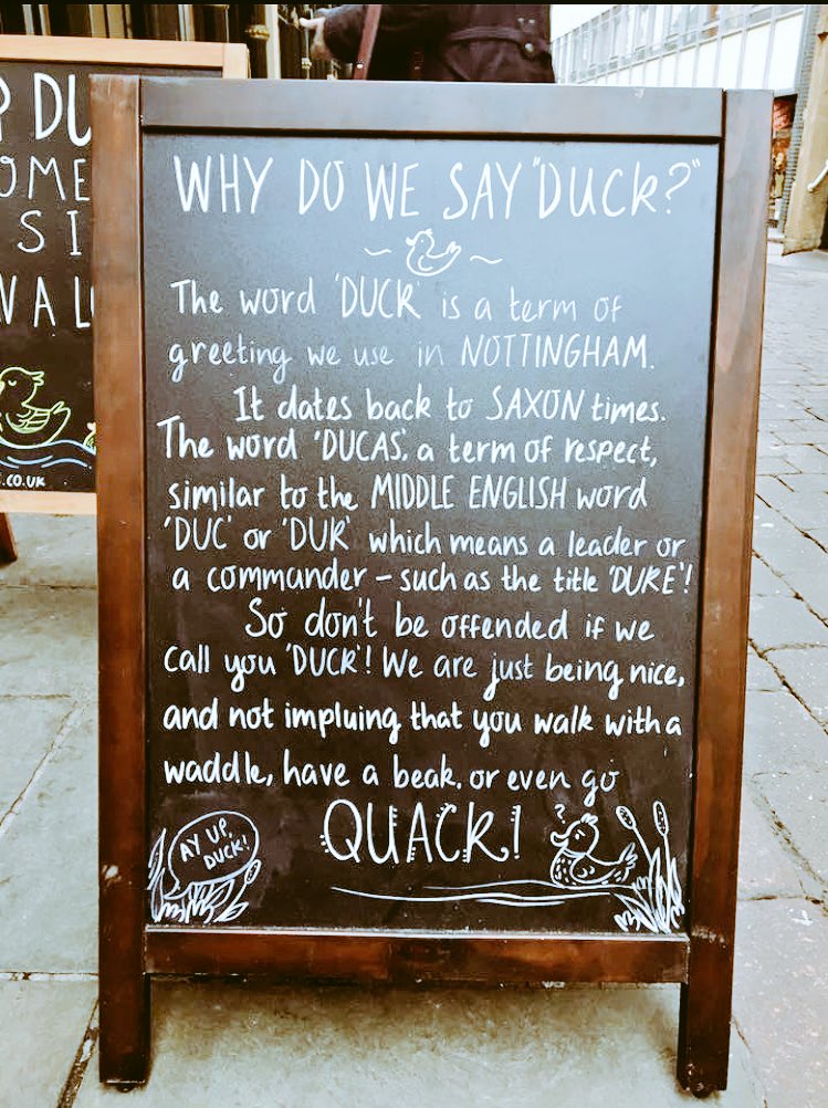 Why do we say 'duck'? | English words, Middle english, Nottinghamshire